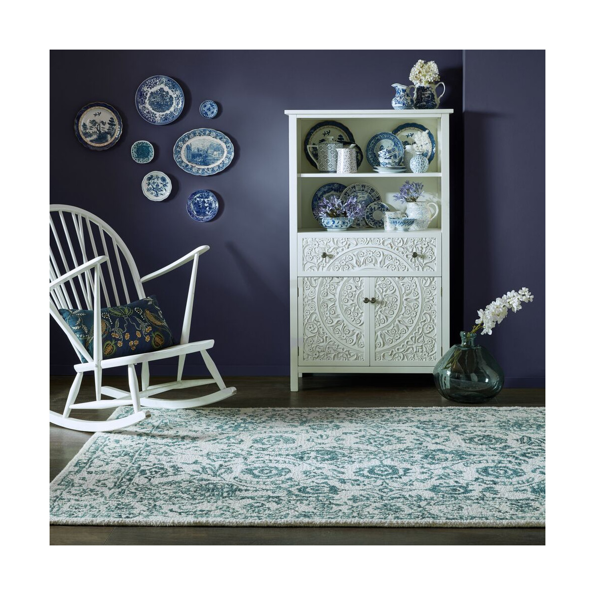 Kusový koberec Wool Loop Yasmin Ivory/Blue