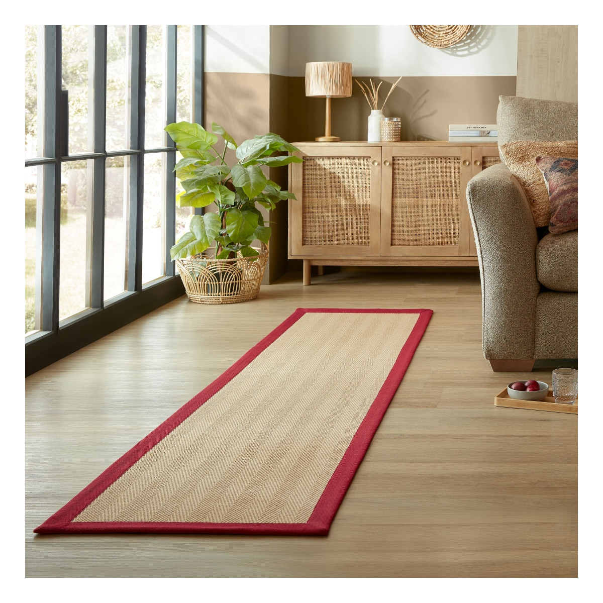 Behúň Herringbone Border Kira Red